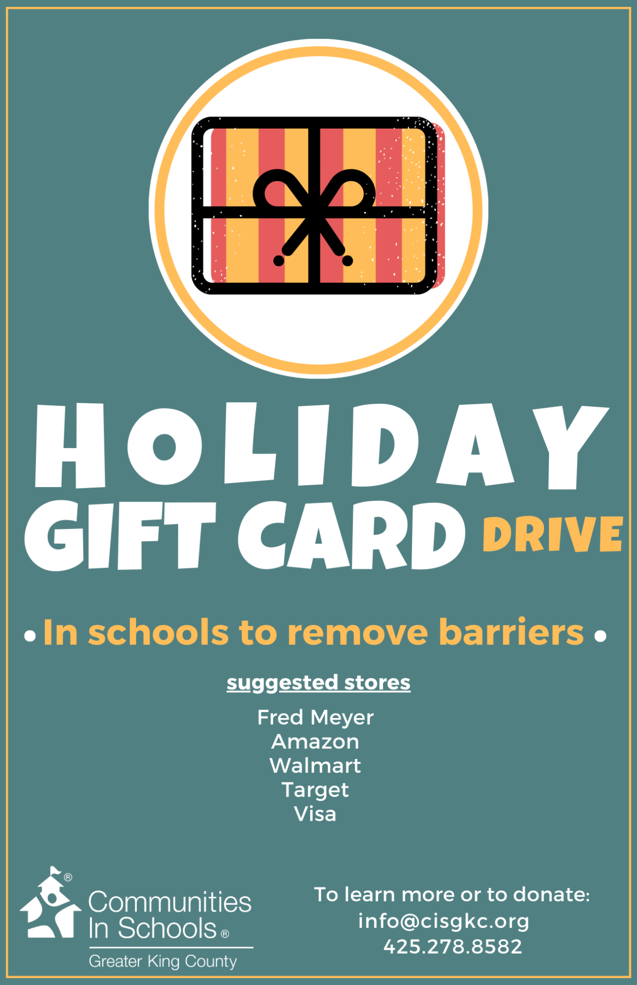 Holiday Gift Card Drive - Communities In Schools of Greater King County