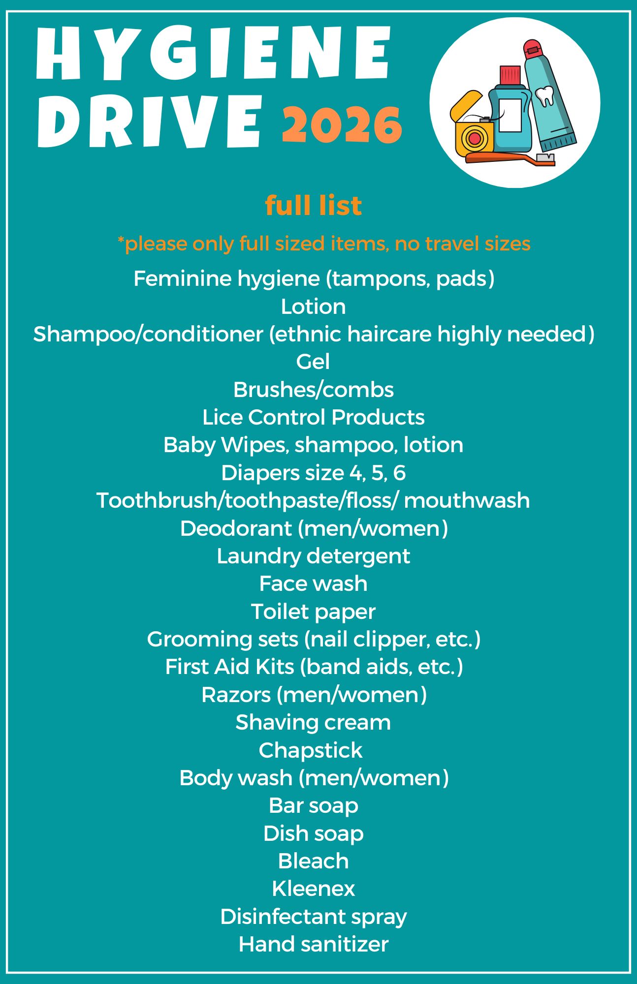 2026 Personal Hygiene Drive - Communities In Schools of Greater King County